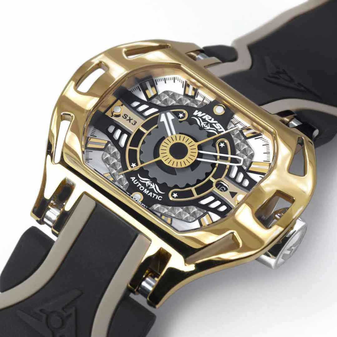 Mens Gold Automatic Watch Wryst Racer SX3 in Yellow Gold