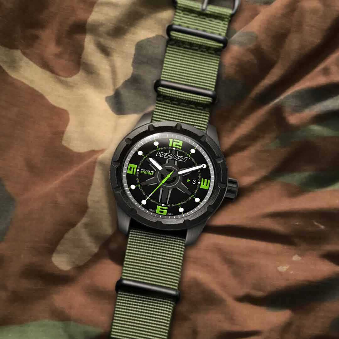Montres Nato militaire avec bracelet kaki de l'armée Suisse